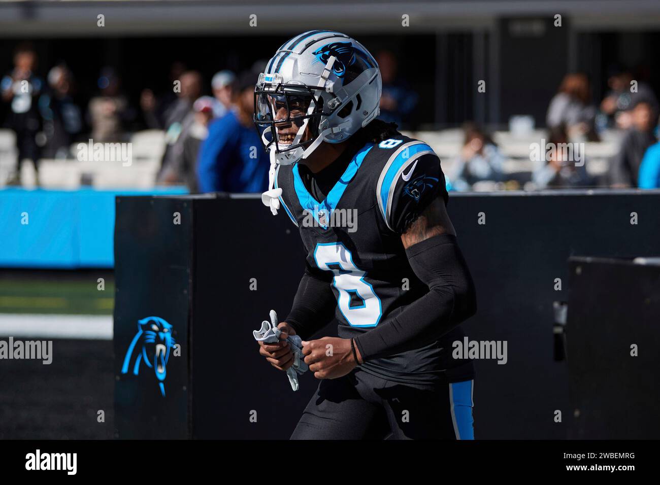 Carolina Panthers cornerback Jaycee Horn (8) takes the field prior to ...