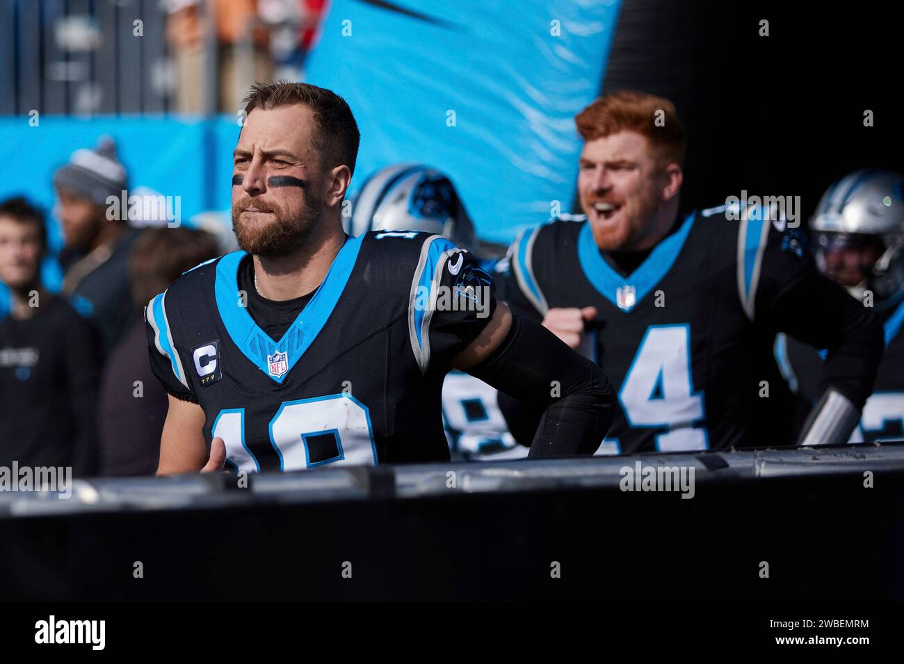 Carolina Panthers wide receiver Adam Thielen (19) and quarterback Andy ...