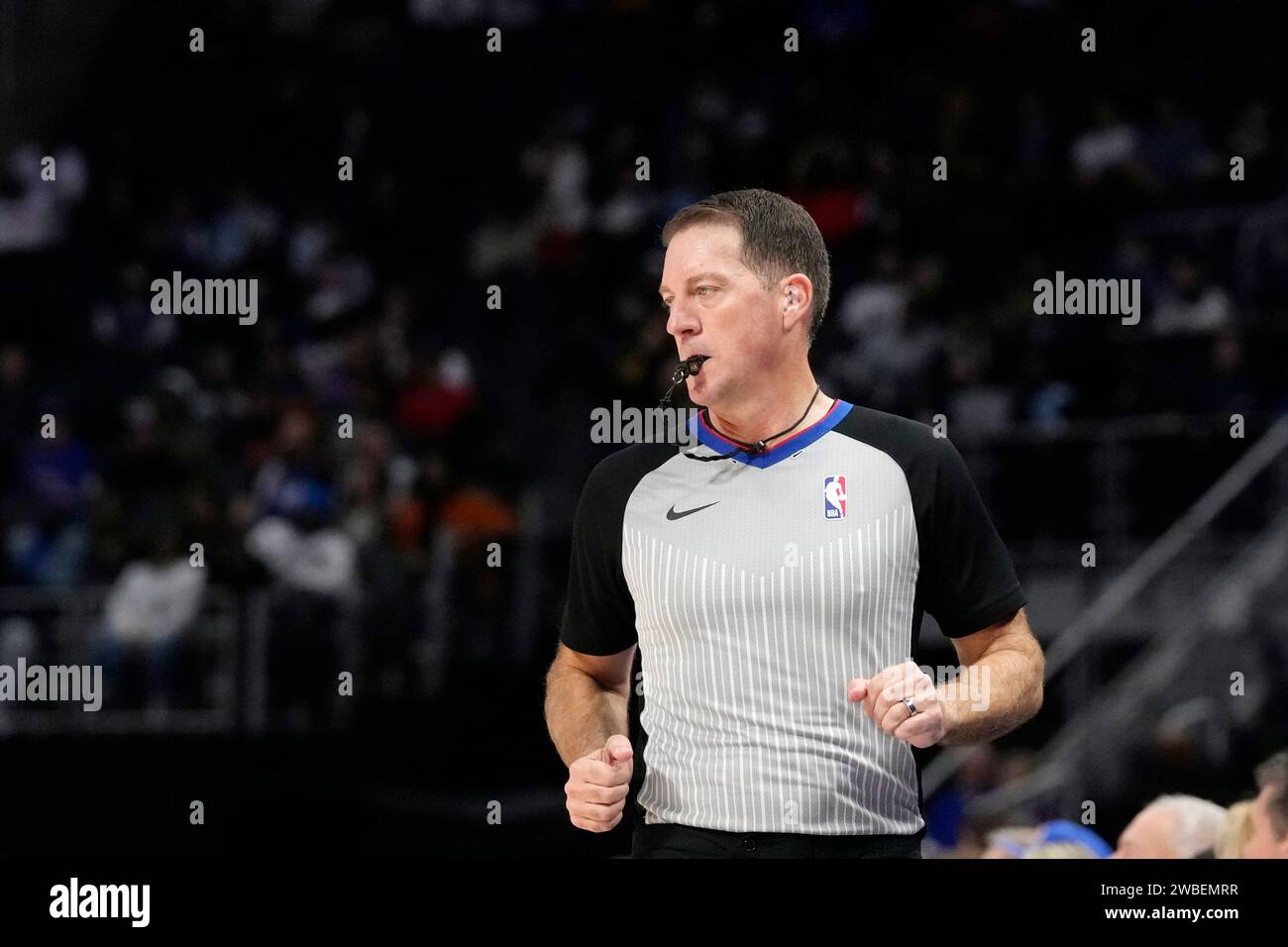 Referee Brent Barnaky runs up court during the first half of an NBA ...