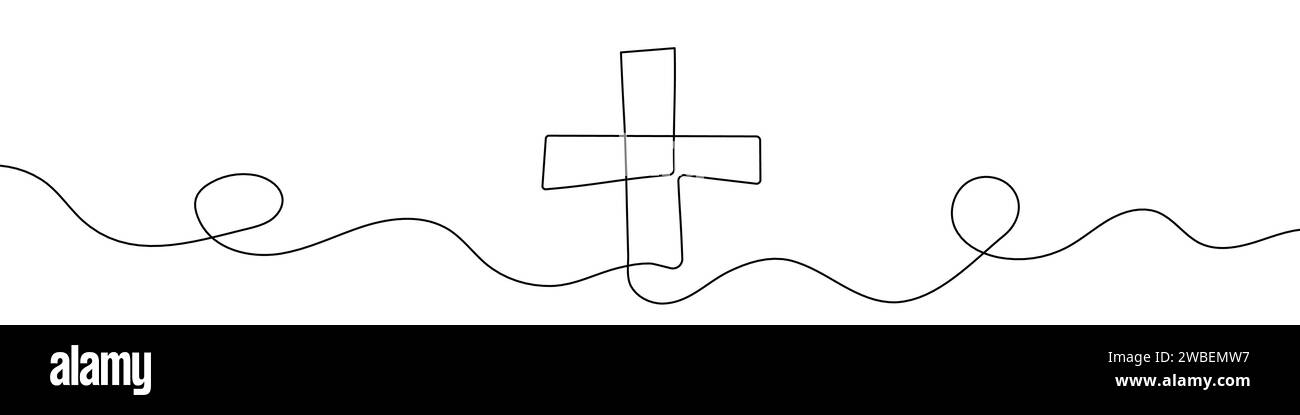 Continuous editable line drawing of hospital symbol. Medical cross icon ...