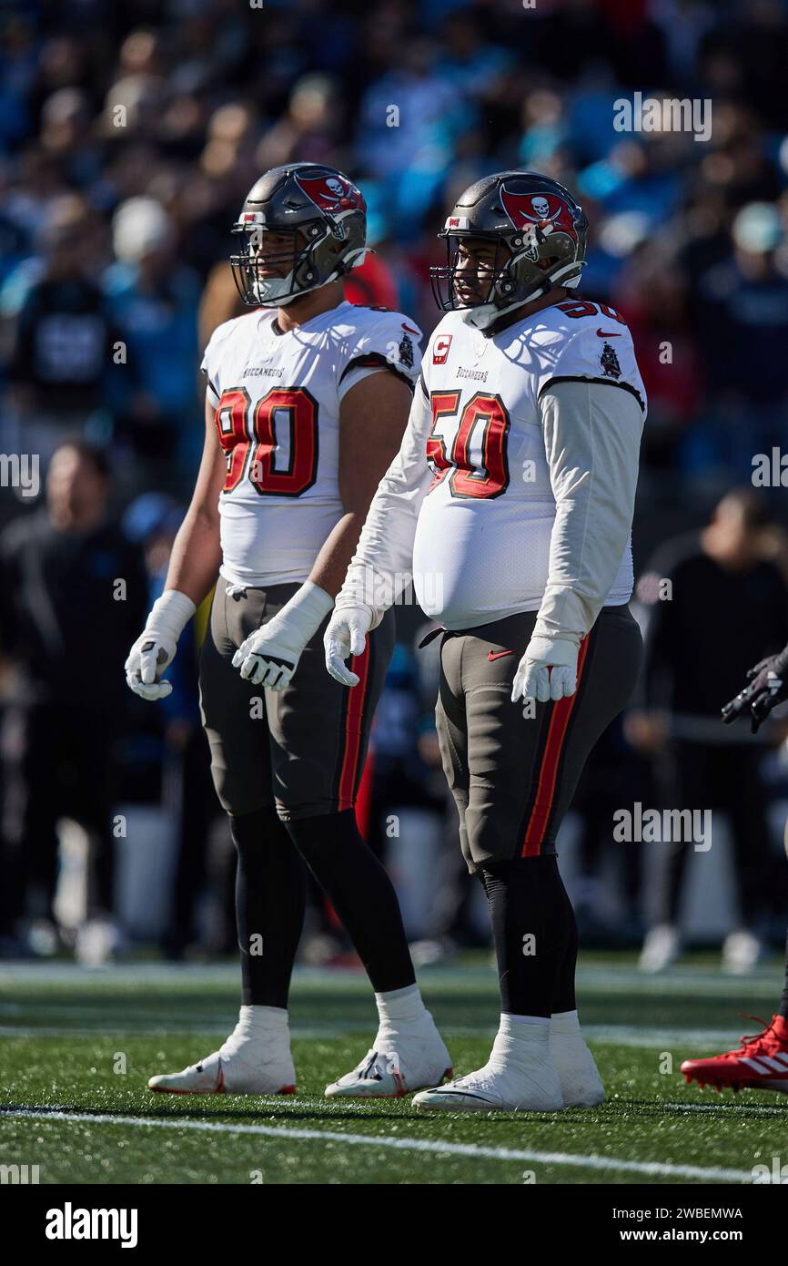 Tampa Bay Buccaneers defensive tackle Vita Vea (50) and defensive end Logan Hall (90) on defense ...