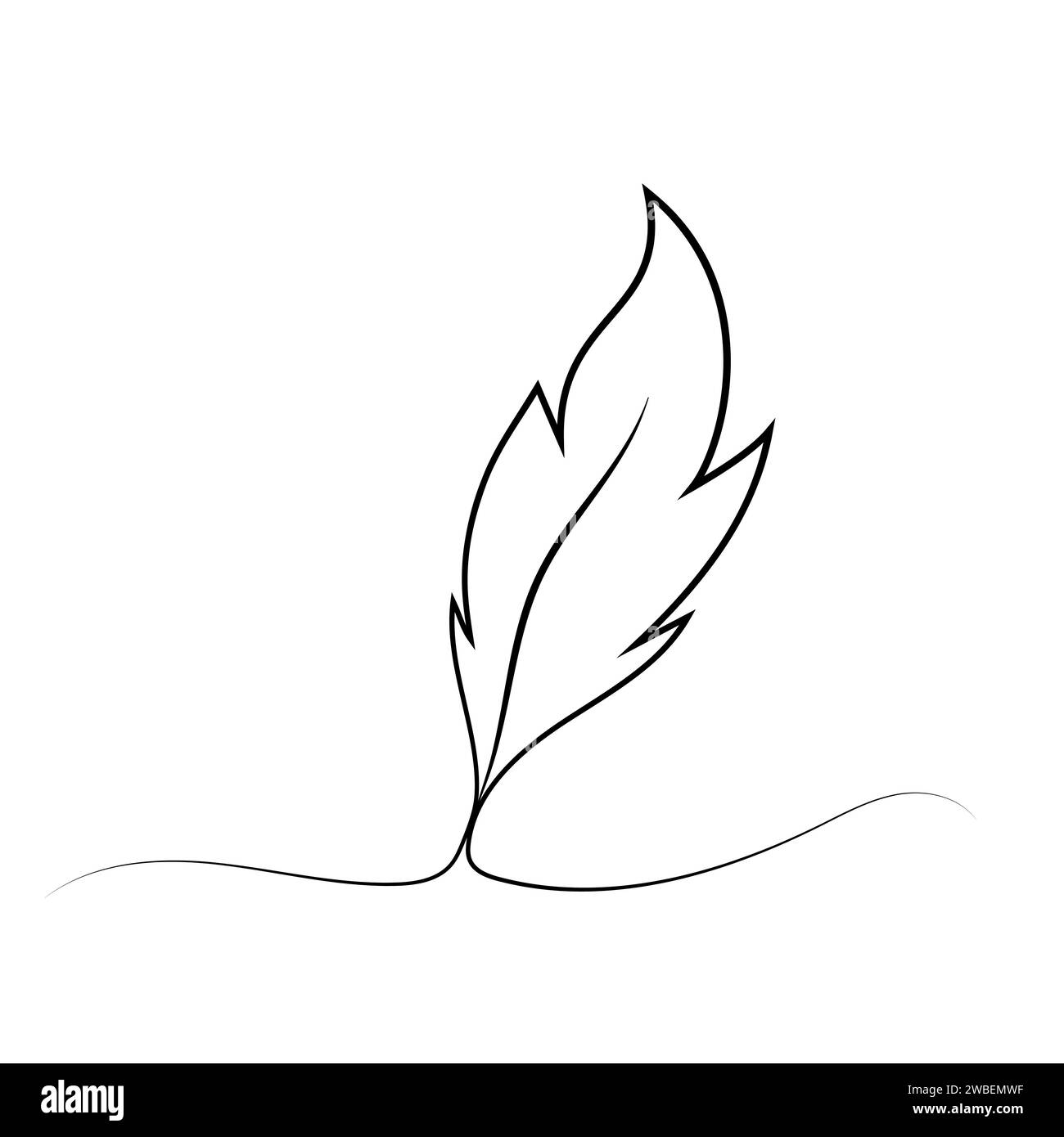 Feather black icon. Linear feather symbol on white background Stock ...