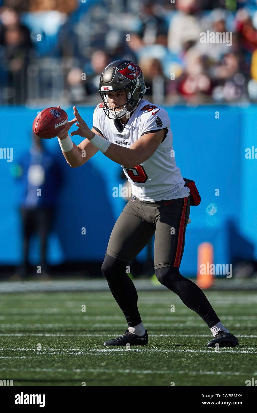 Tampa Bay Buccaneers punter Jake Camarda (5) receives the ball during ...
