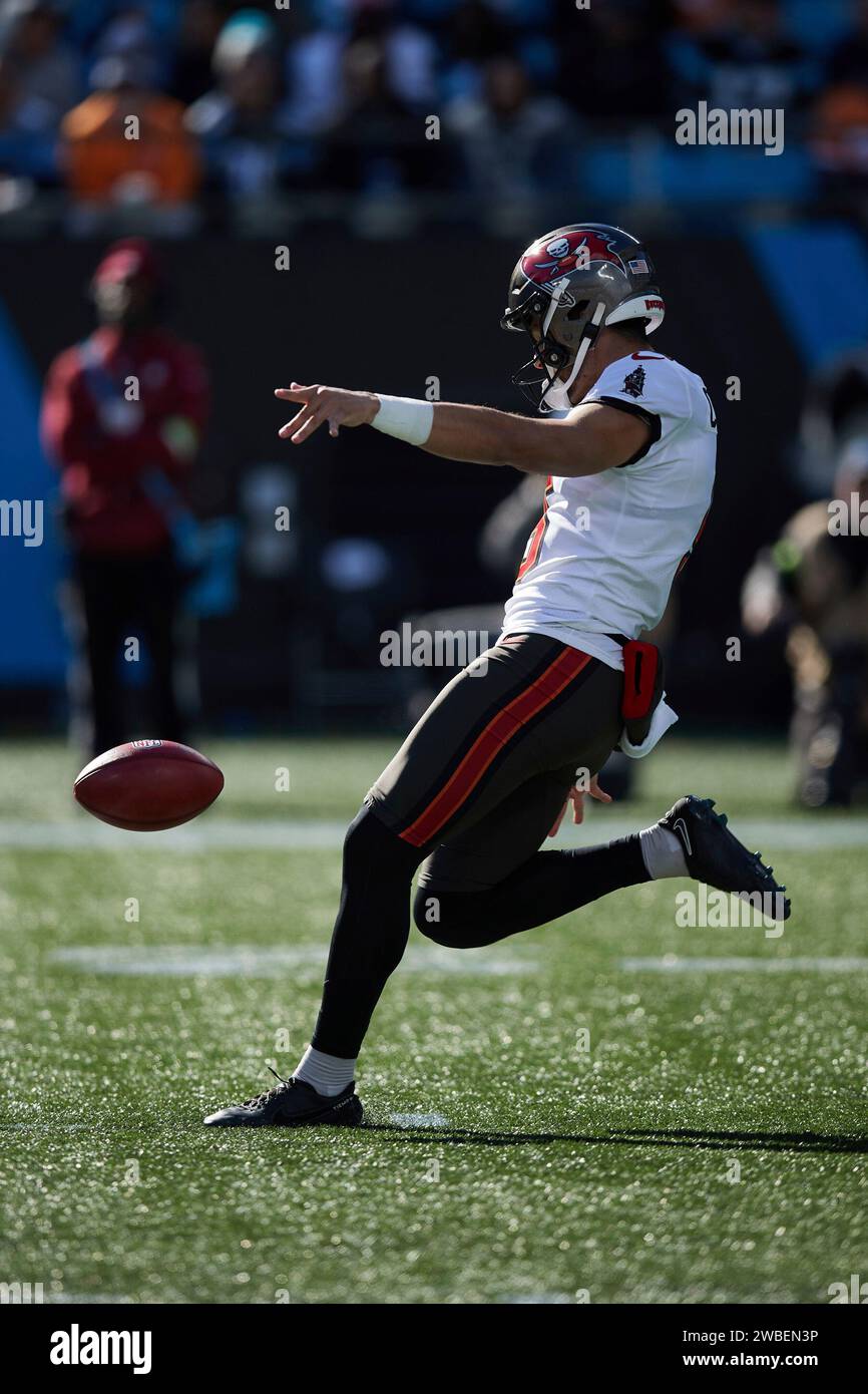 Tampa Bay Buccaneers punter Jake Camarda (5) prepares to punt the ball ...