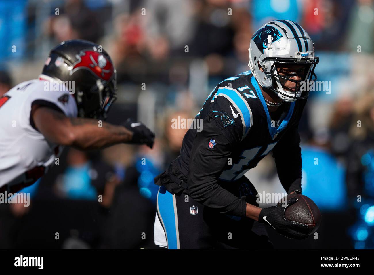 Carolina Panthers wide receiver DJ Chark Jr. (17) runs with the ball ...