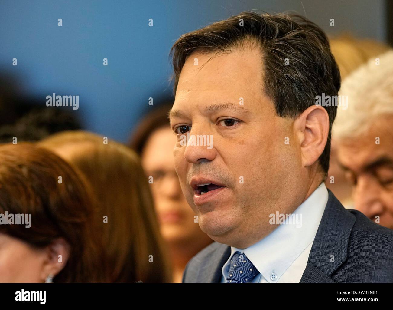 Senate majority leader Sen. Scott Surovell D-Fairfax, right, gestures ...