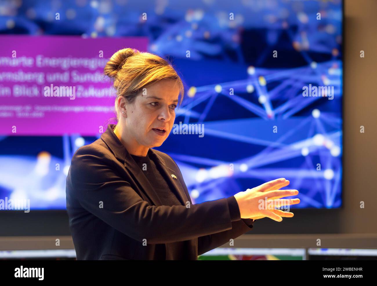 Arnsberg, Germany. 10th Jan, 2024. NRW Energy Minister Mona Neubaur ...