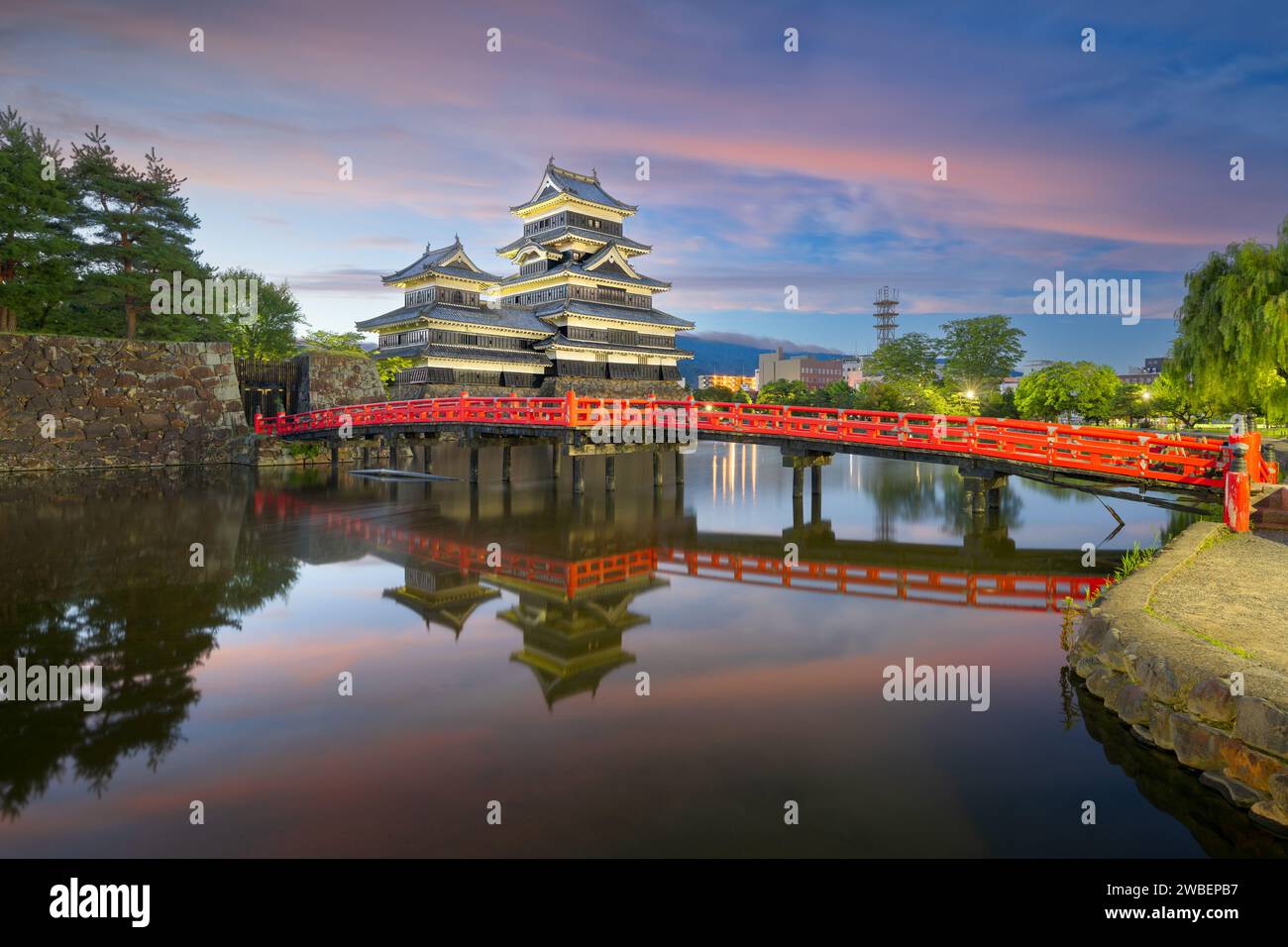 The historic Matsumoto Castle in Matsumoto, Japan at dawn Stock Photo ...