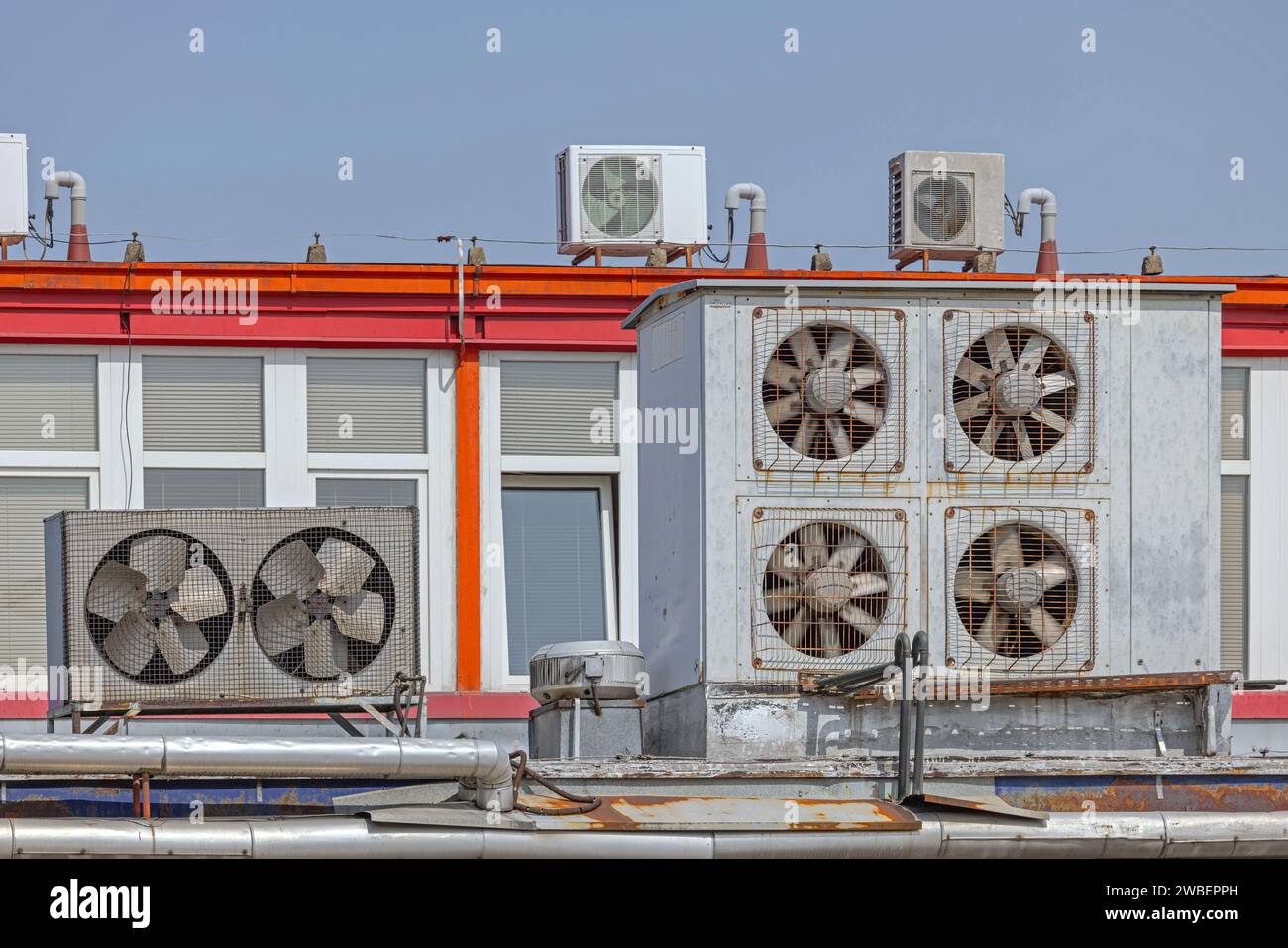 Commercial Building Outdoor Air Conditioning Units Cooling Fans Stock ...
