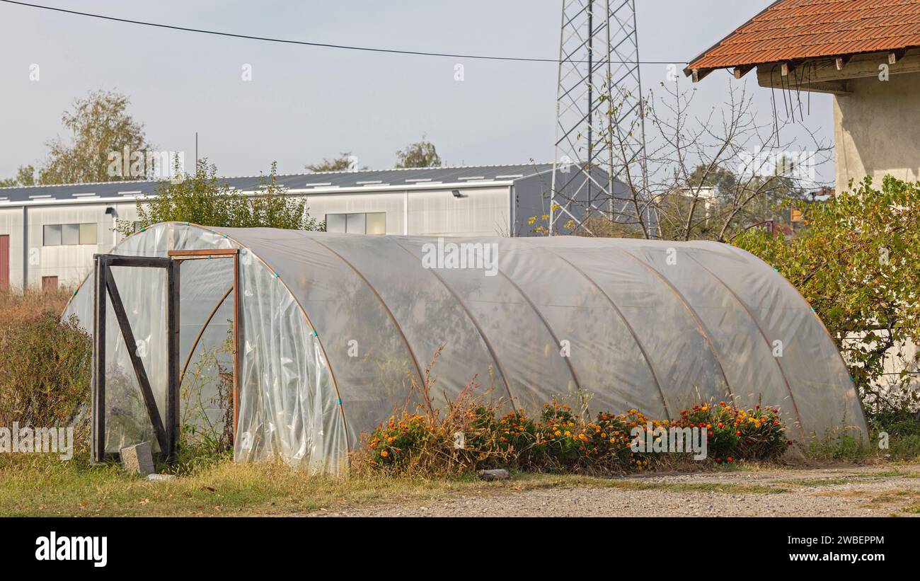 Small Arch Plastic Greenhouse Structure Plants Garden Stock Photo - Alamy