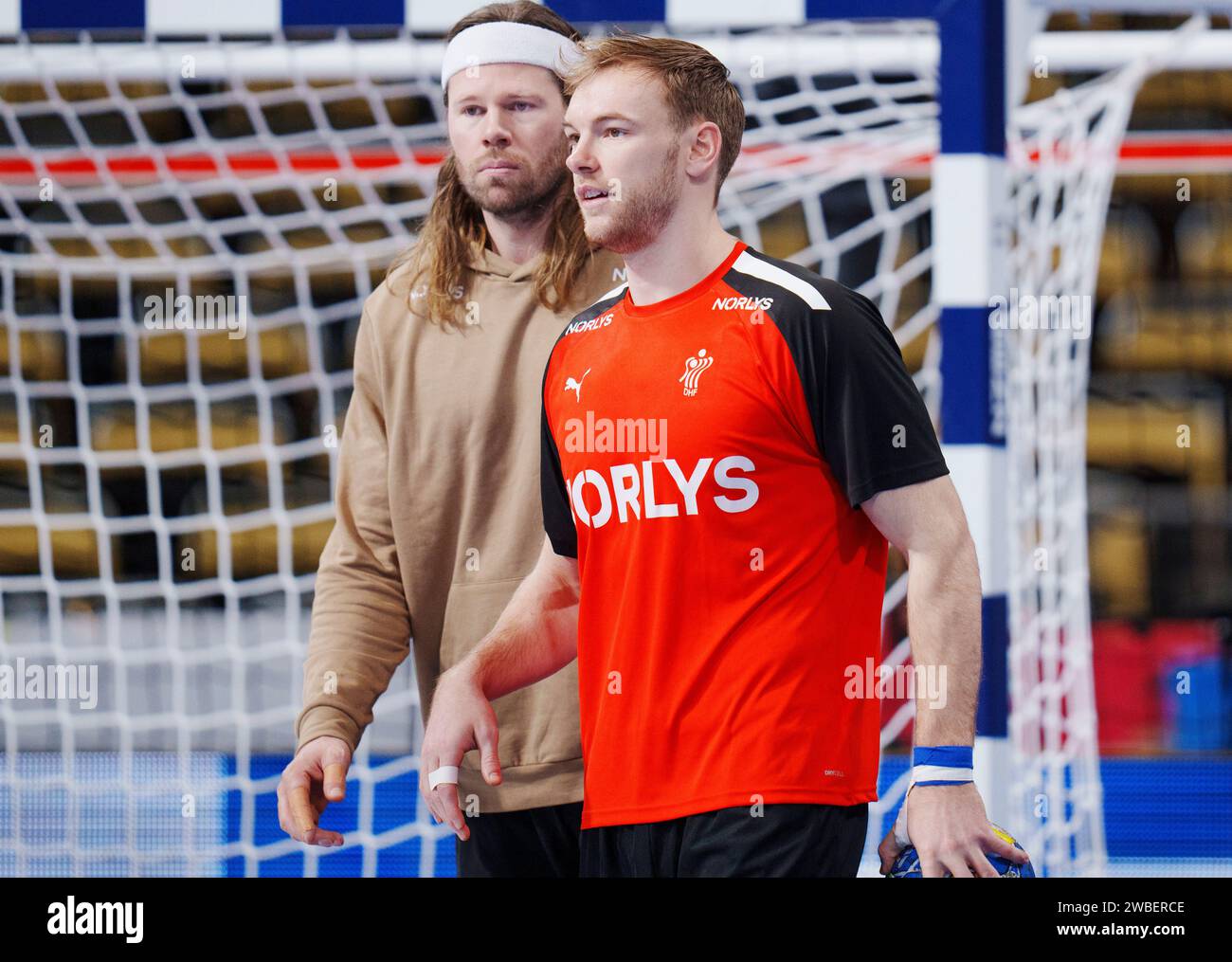 Munich, Wednesday 10 January 2024. Mathias Gidsel and Mikkel Hansen ...