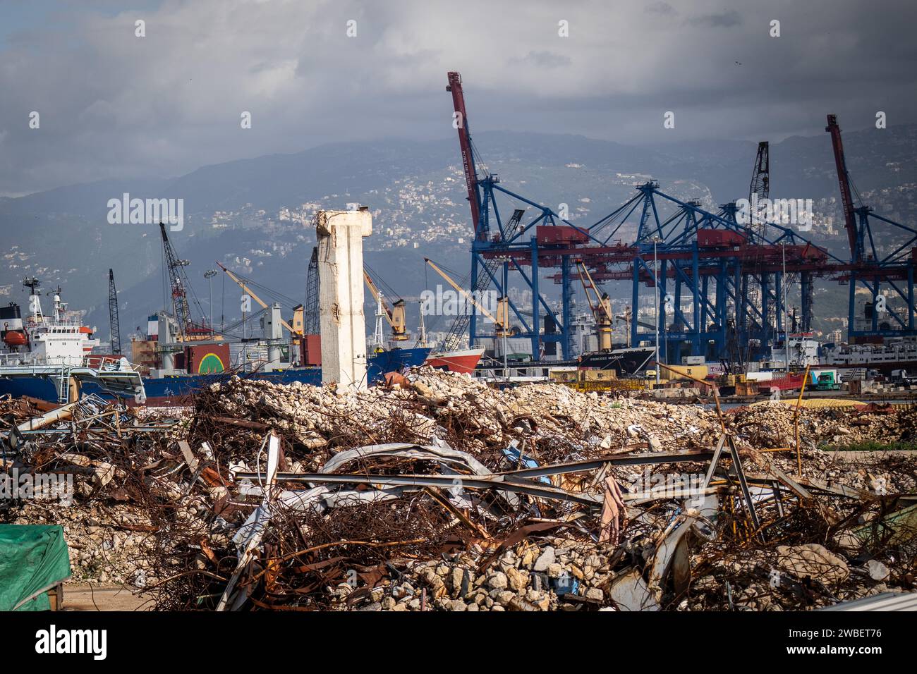 Beirut, Lebanon. 10th Jan, 2024. View of the port of Beirut with the ...