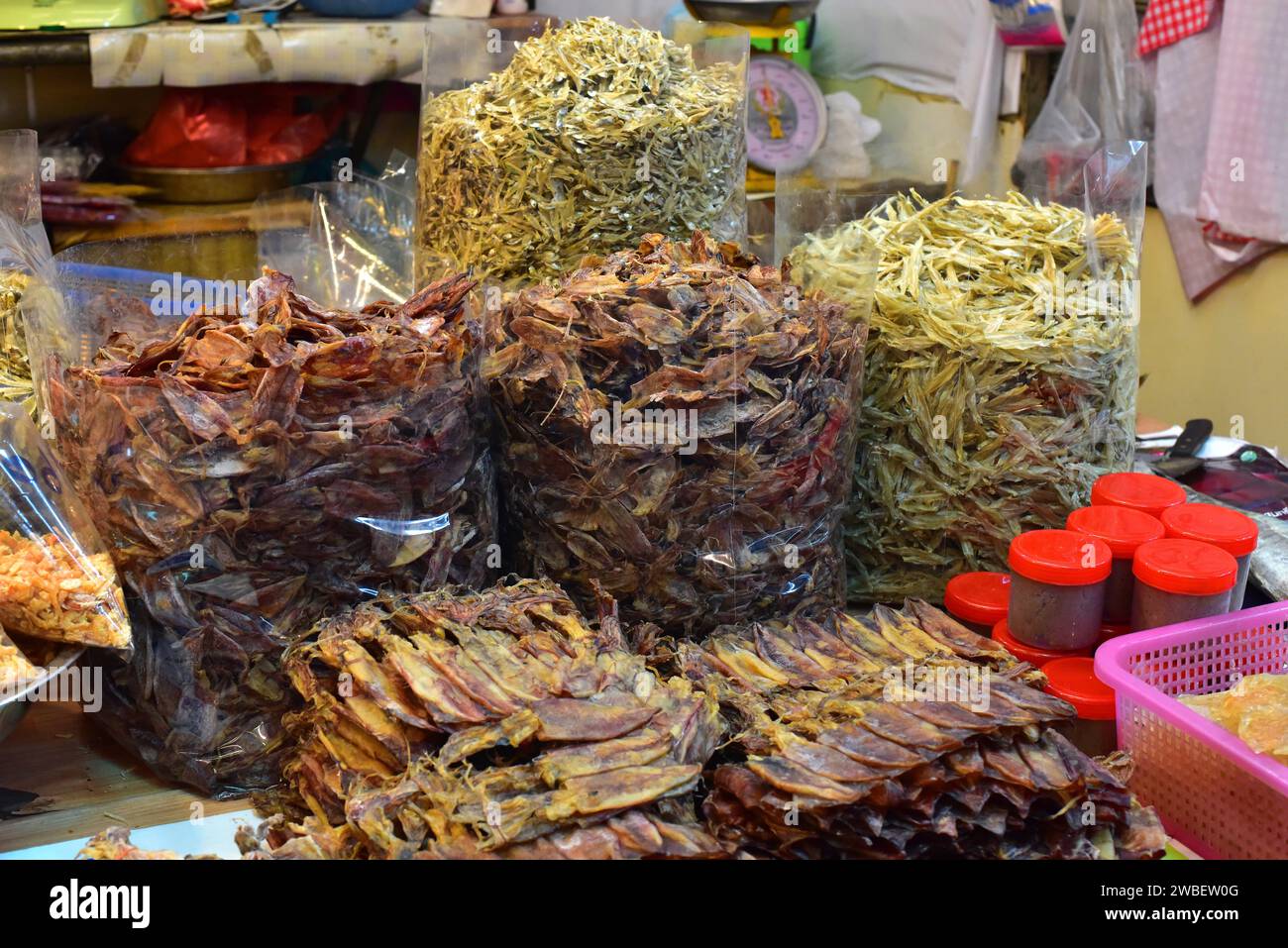 Bangkok, Chatuchak market (dried fish and squid). Thailand Stock Photo ...