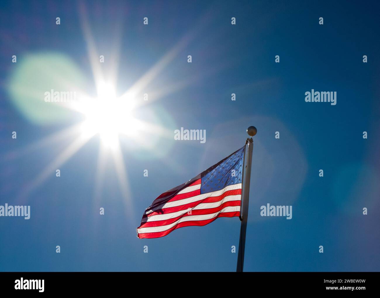American Flag in the Sun Stock Photo - Alamy