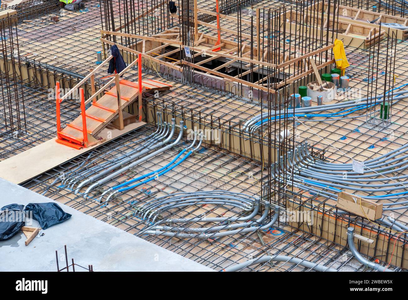 Urban Scene Day, Construction Site Works On Building Foundations Stock ...