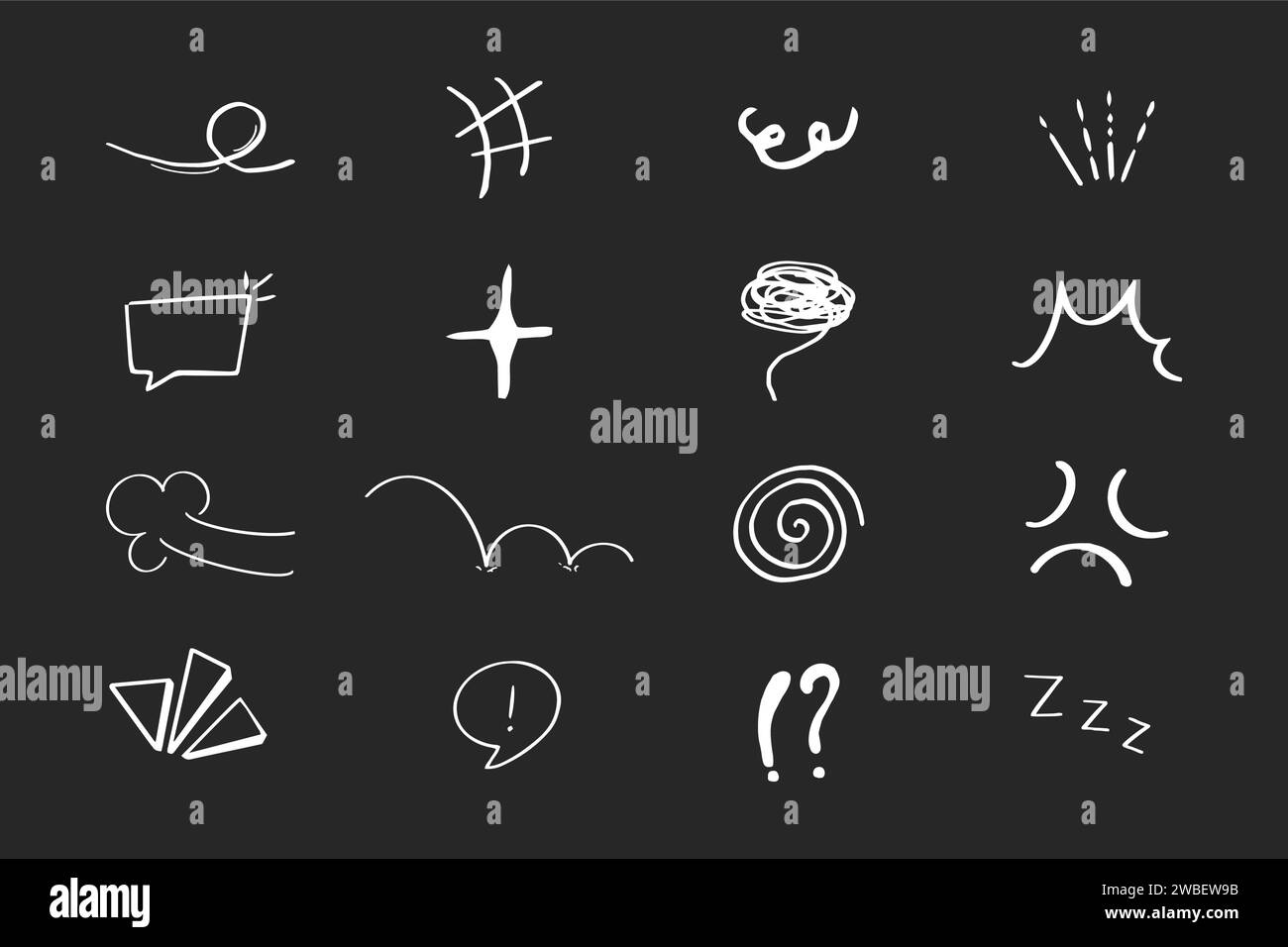 Set anime emotion effect attention elements, expressions speech bubble ...