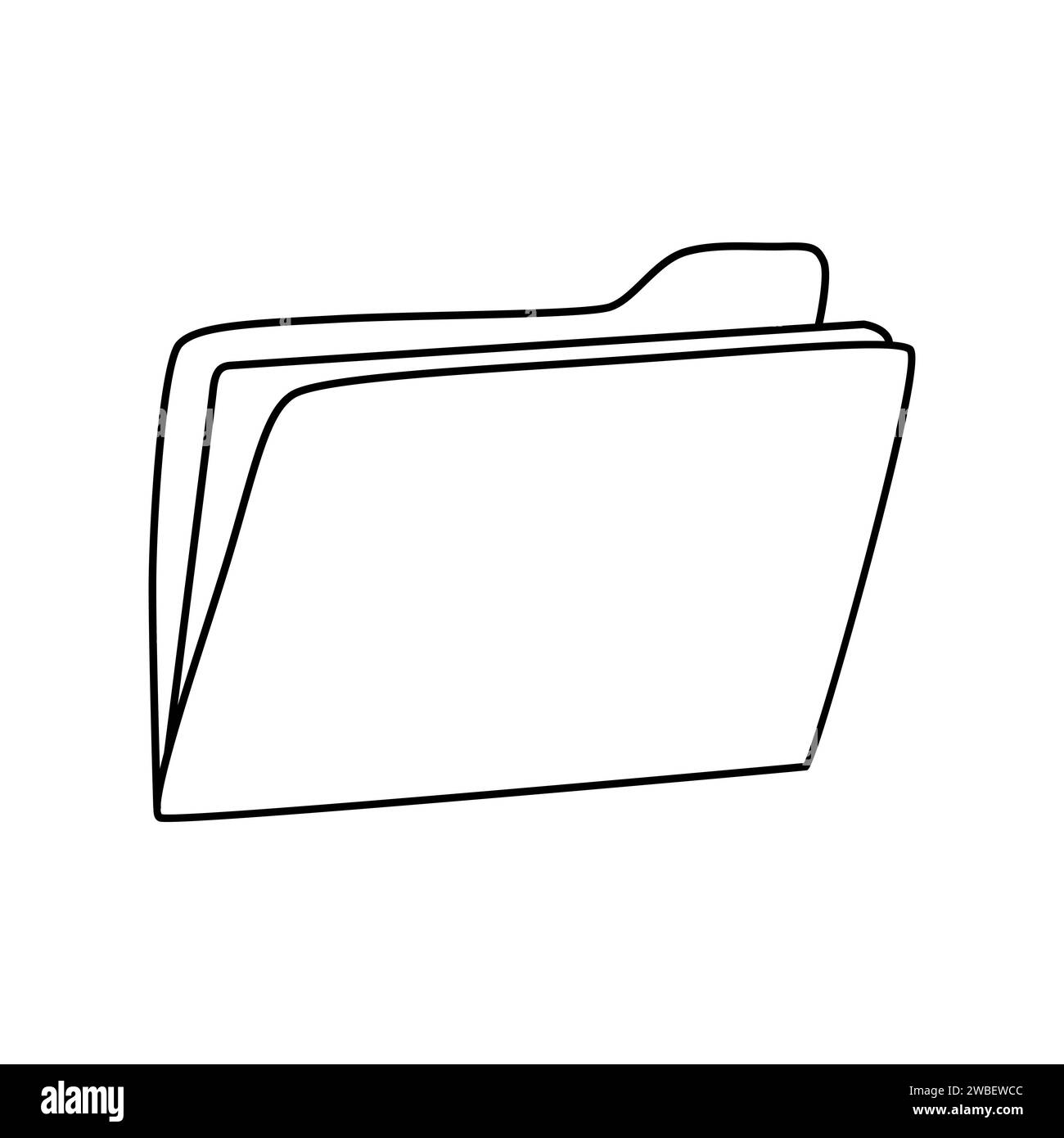 Folder with documents. Black and white vector illustration in doodle ...