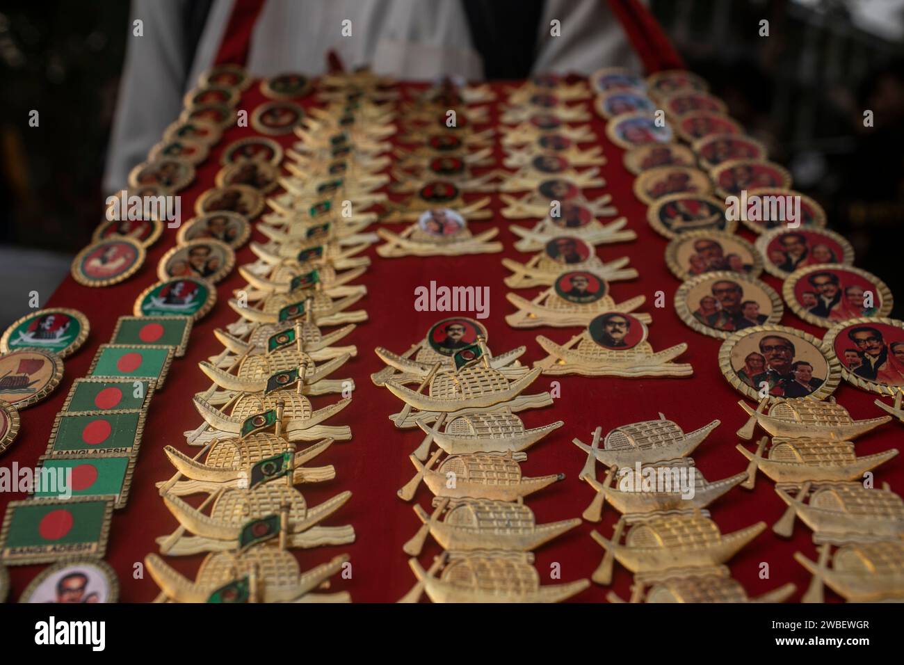 View of Awami League party election symbol boats outside the Suhrawardy ...