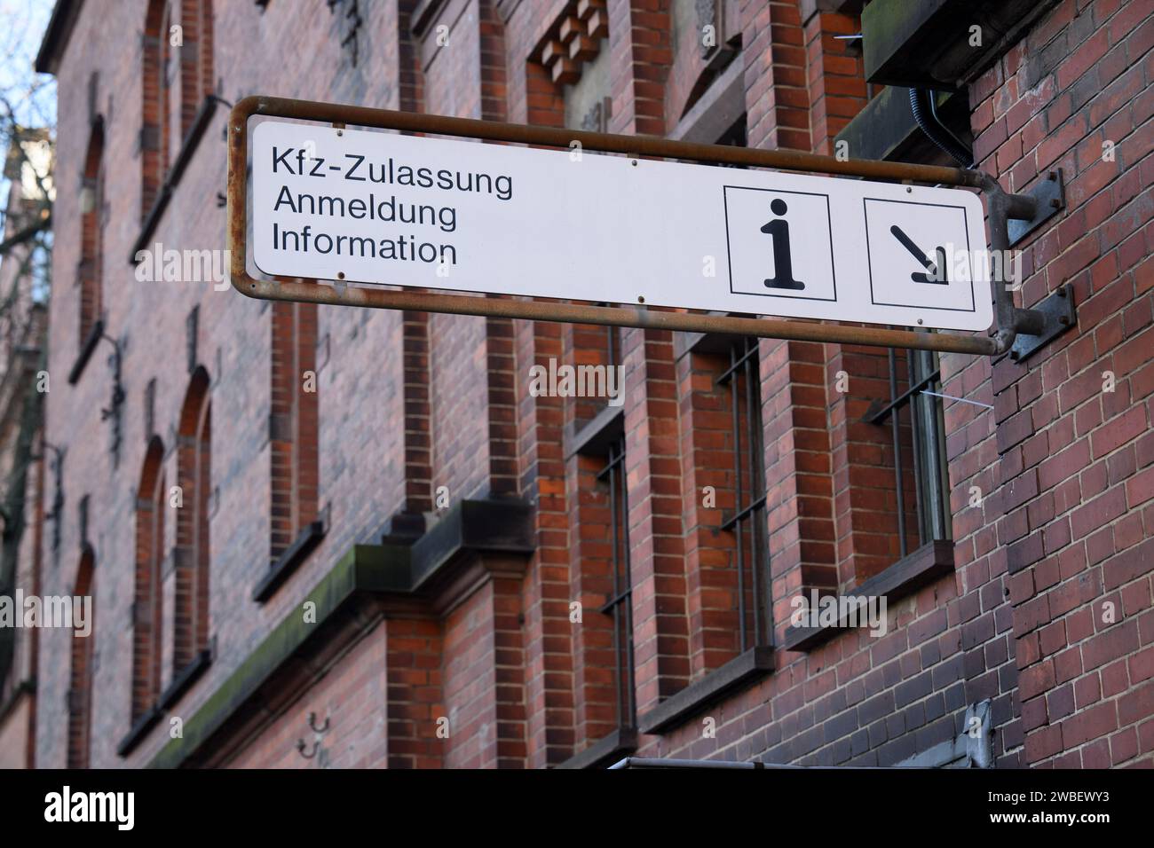 Berlin, Germany. 10th Jan, 2024. A sign points to the entrance of the ...