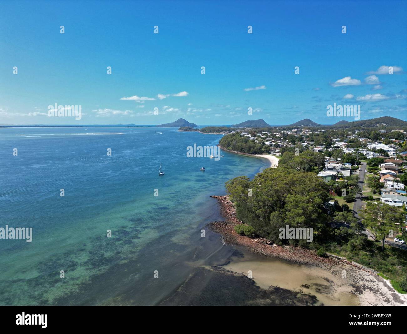 A picturesque view of Soldiers Point, Port Stevens, NSW, Australia ...