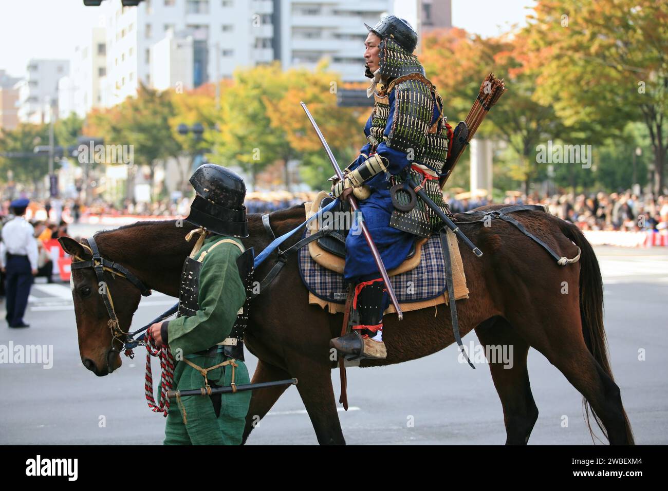 Kyoto, Japan - October 22, 2007: The fully armed warlord of Sakanoue ...