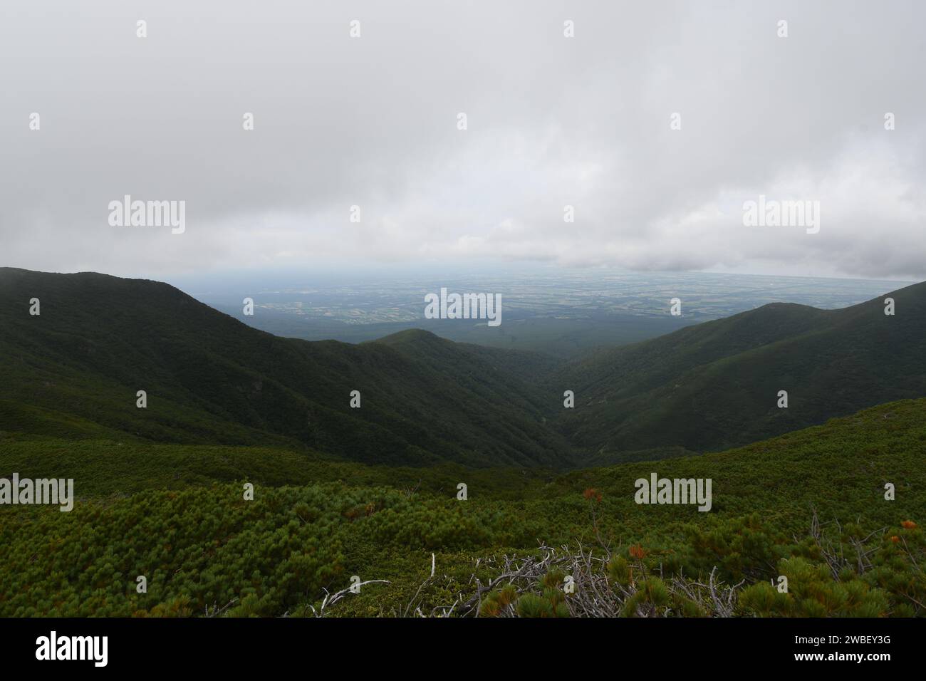 A scenic view of a mountain range with rolling hills and lush green ...