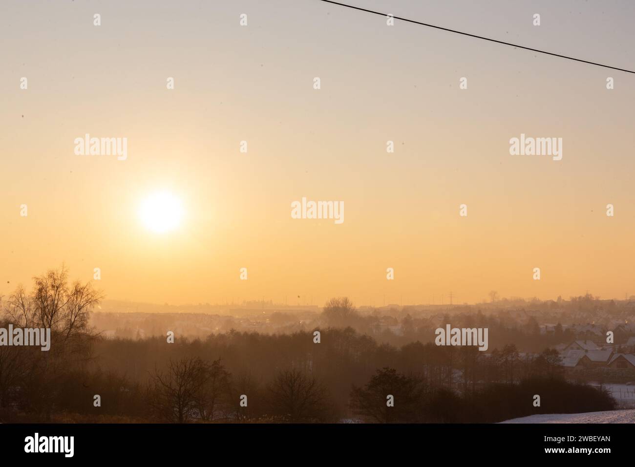 Krakow, Poland, 10 January 2024. Air pollution haze is seen over Krakow ...