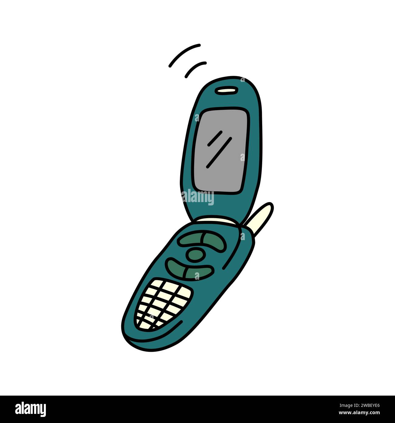 Old-fashioned phone in cartoon style. Doodle vector illustration ...