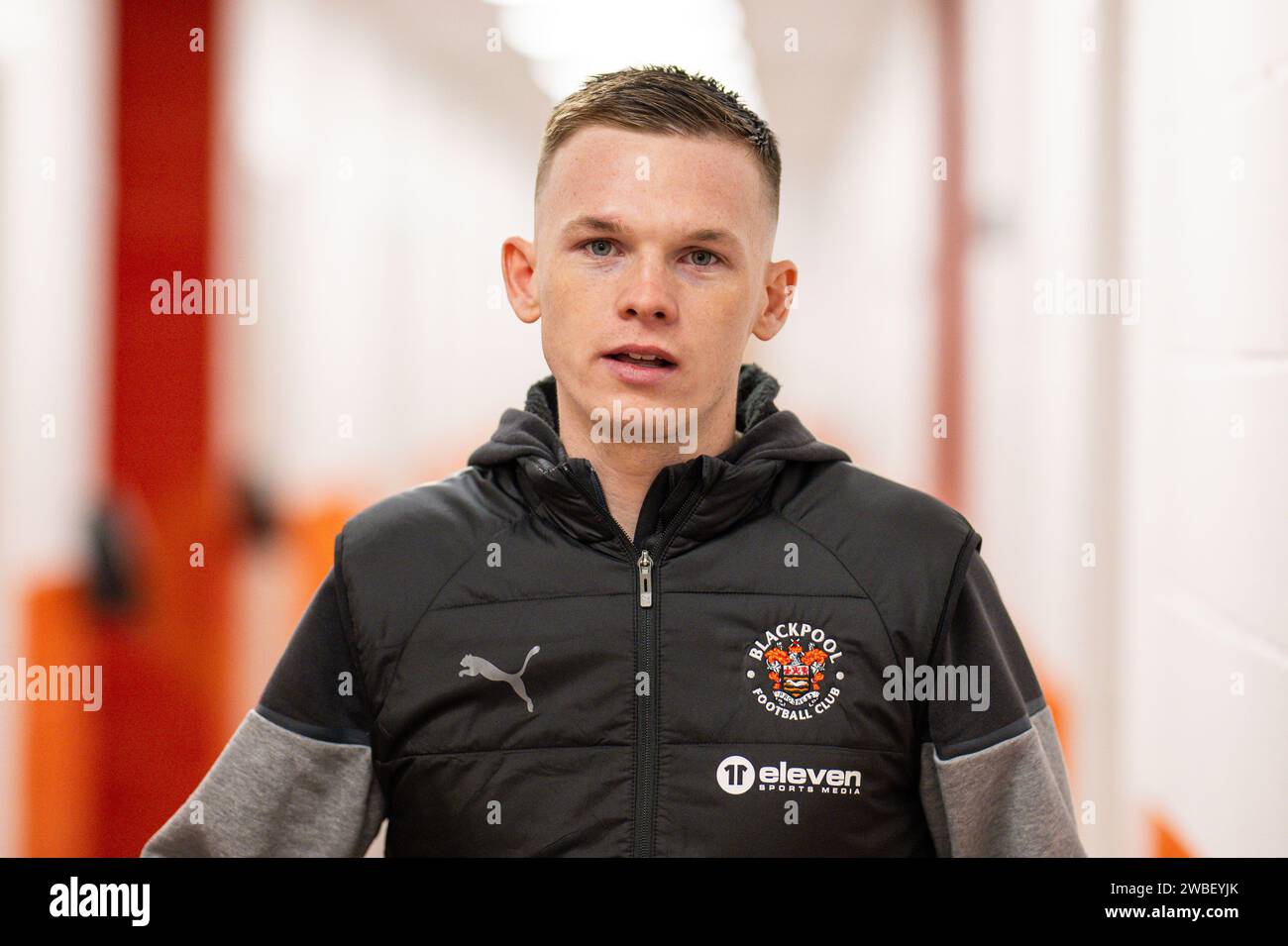 Andy Lyons of Blackpool arrives ahead of the Bristol Street Motors ...