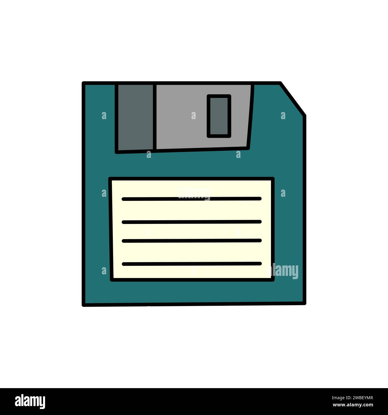 Vector illustration of diskette in cartoon style isolated on white ...