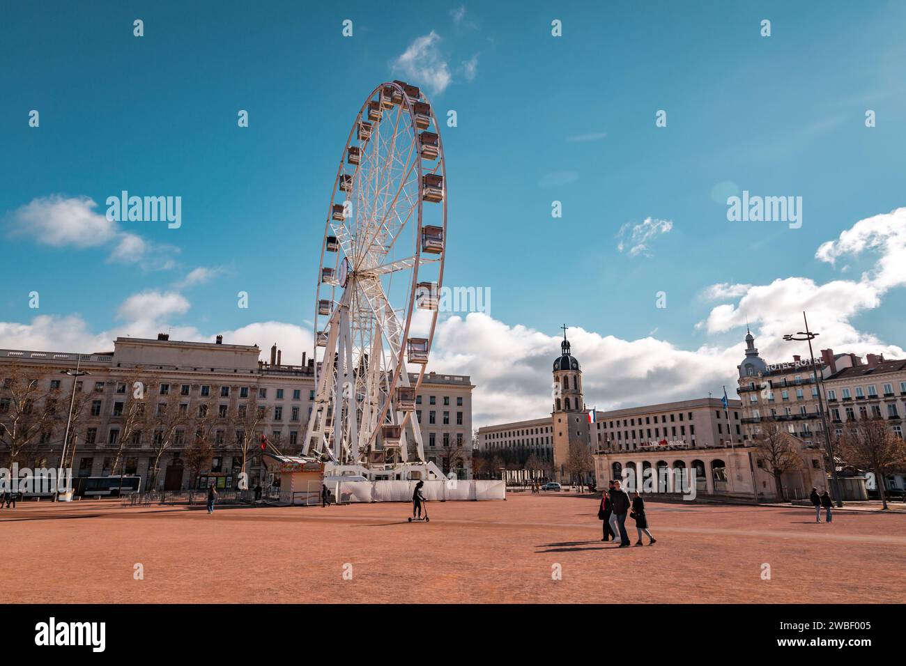 Lyon, France - January 25, 2022: The ferris wheel at the Place ...