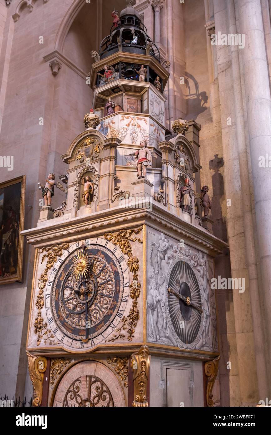 Lyon, France - January 30, 2022: Detail from an ancient calendar inside ...