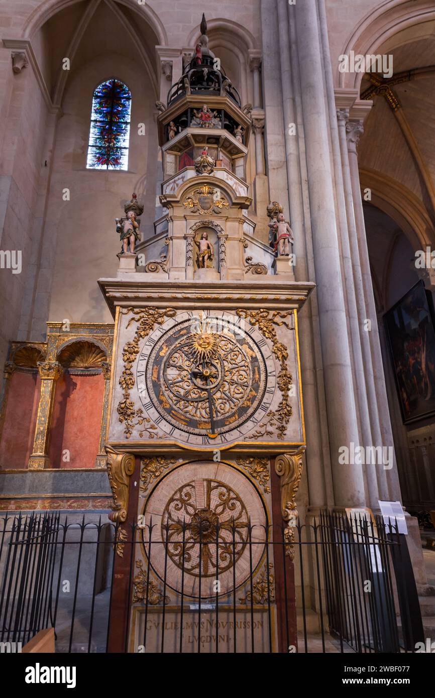 Lyon, France - January 30, 2022: Detail from an ancient calendar inside ...