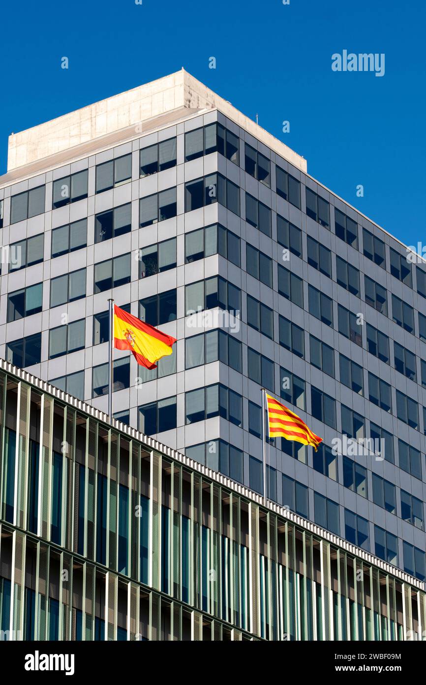 Facade of modern office buildings in Barcelona in Spain Stock Photo - Alamy