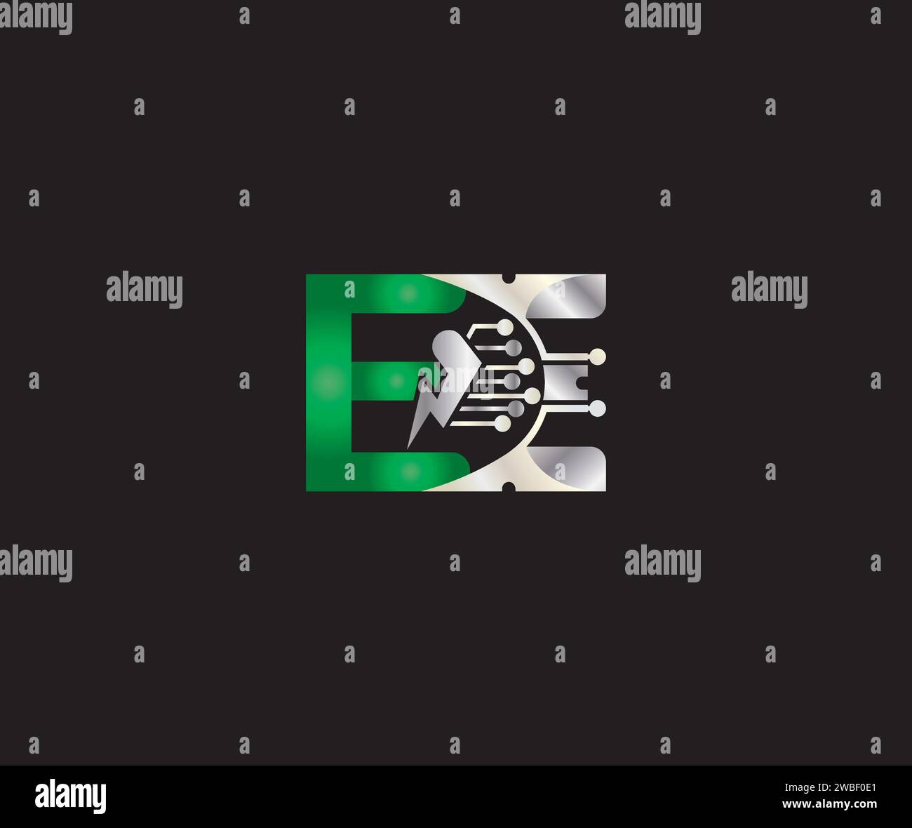 EE letter Logo Design Green or Silver Color Creative Technology ...