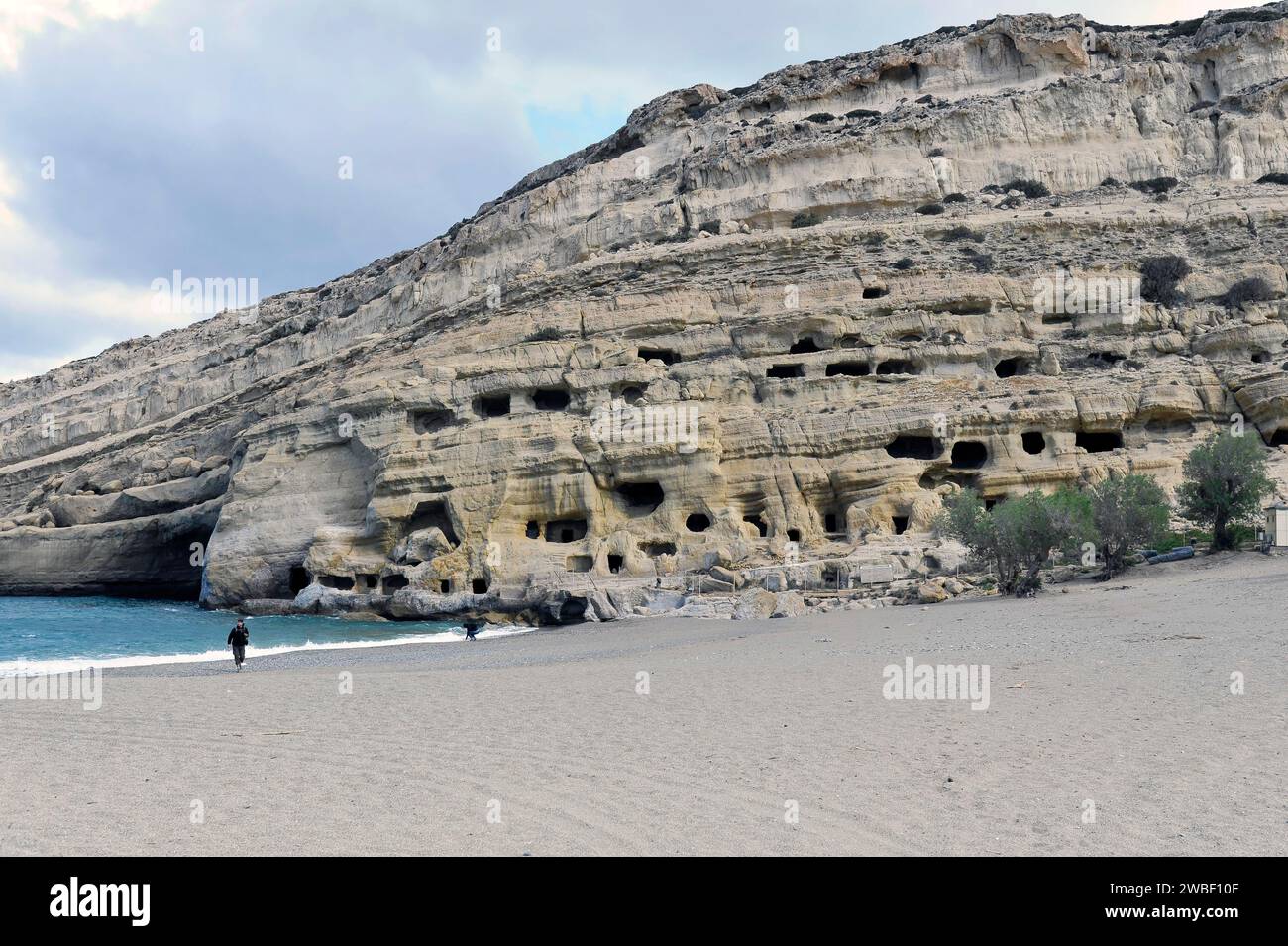 The caves on Matala beach in Crete, Greece Stock Photo - Alamy