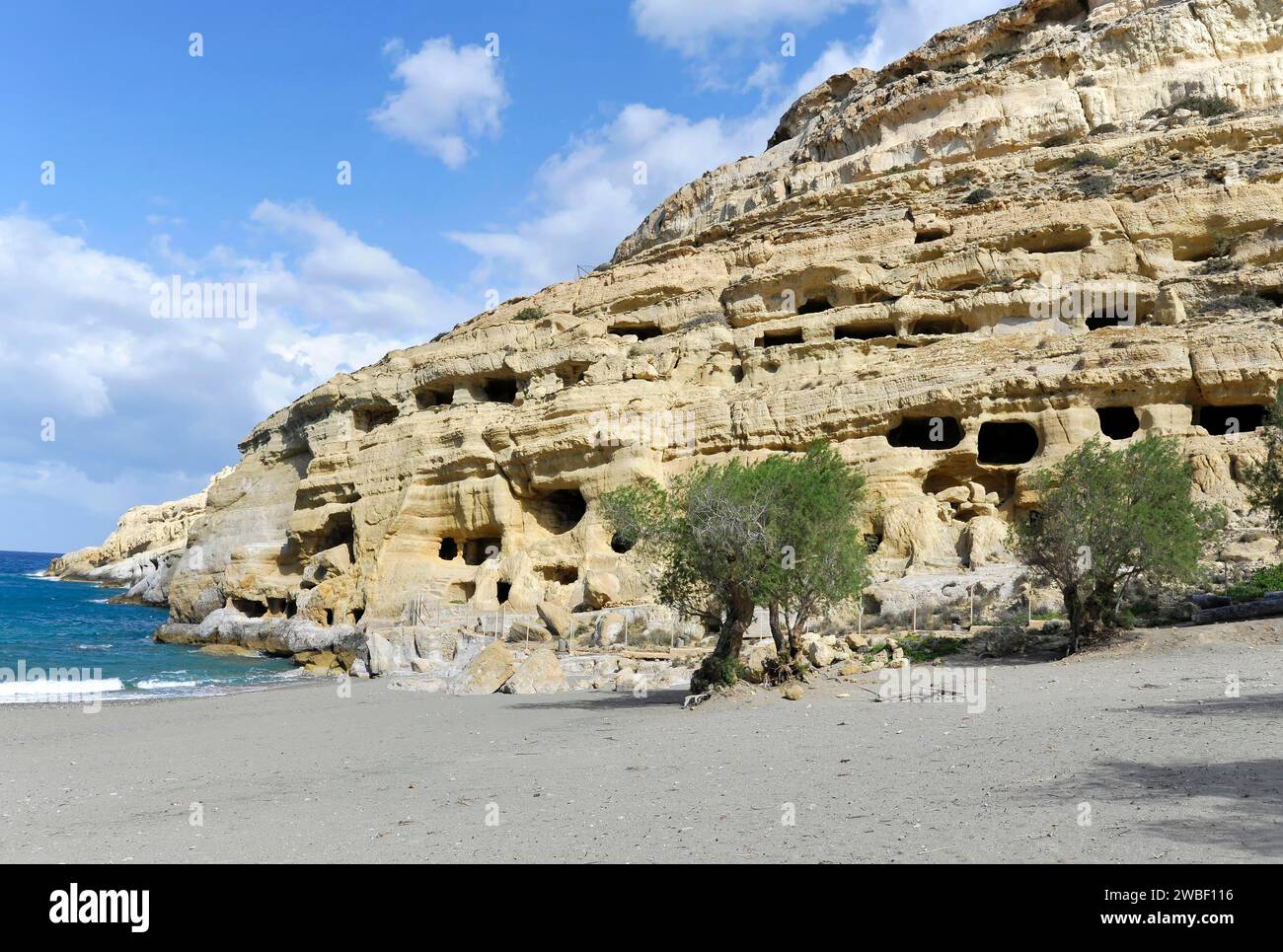 The caves on Matala beach in Crete, Greece Stock Photo - Alamy