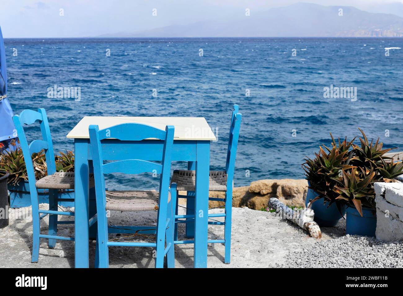 The bay of Matala, island, sea, village, summer, blue sky, beach ...