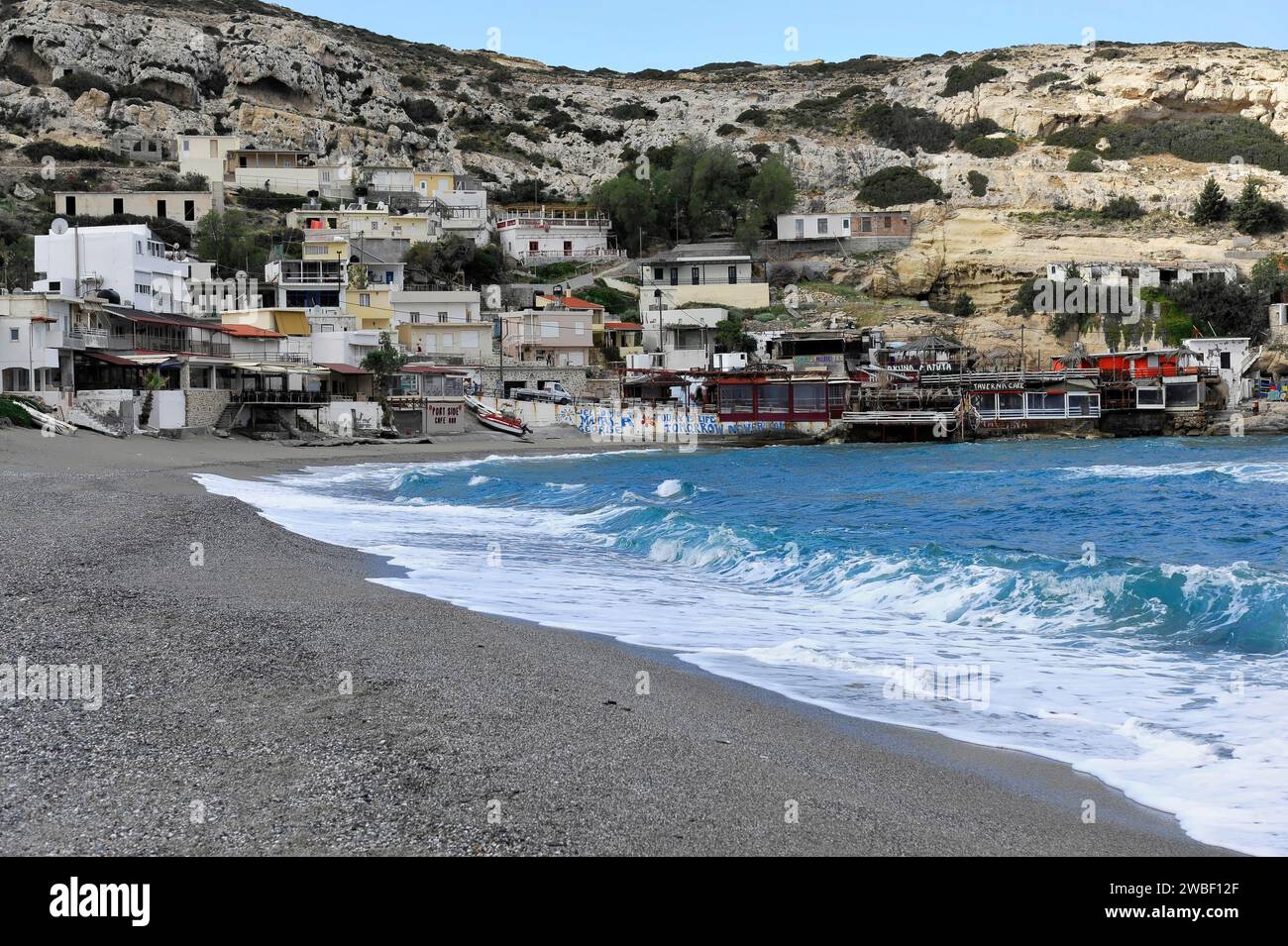 The caves on Matala beach in Crete, Greece Stock Photo - Alamy