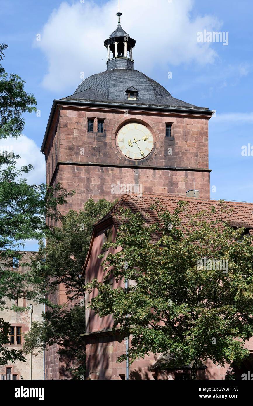 Heidelberg castle, Castle gate tower with clock, Heidelberg, Baden ...