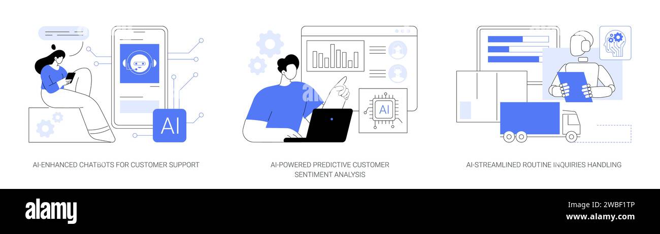 AI in Customer Support abstract concept vector illustrations Stock ...