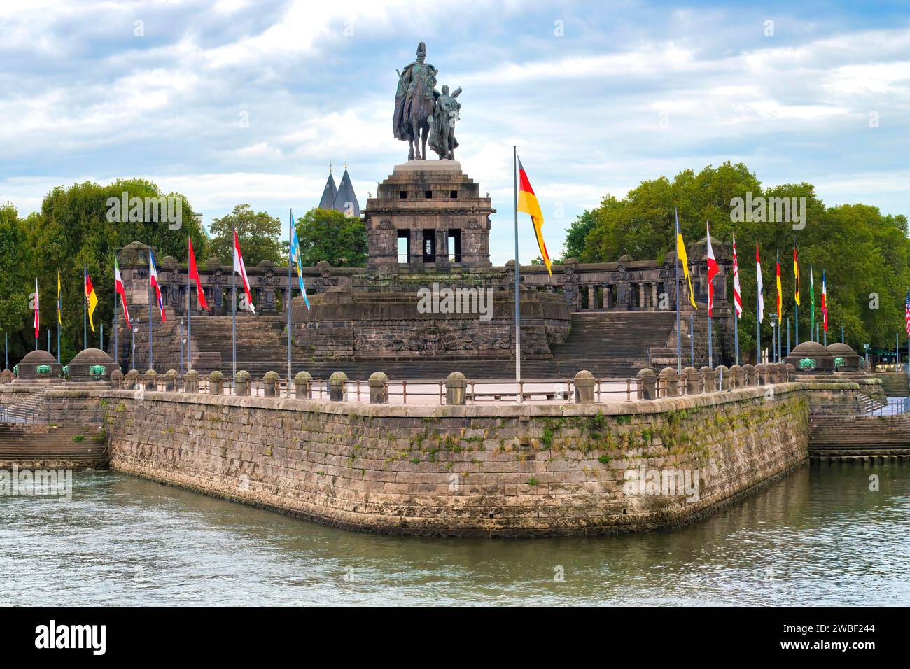 German corner with the equestrian statue of William I, first German ...