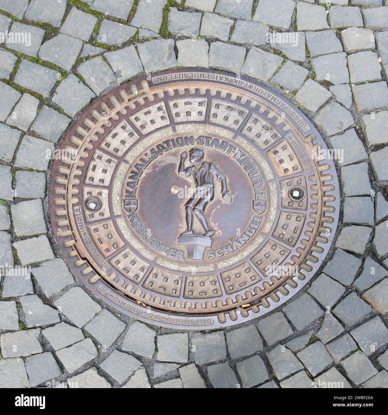 Manhole cover plate of the city of Coblenz, Rhineland Palatinate ...