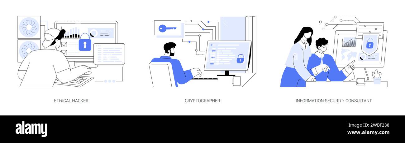 Information technology security isolated cartoon vector illustrations ...