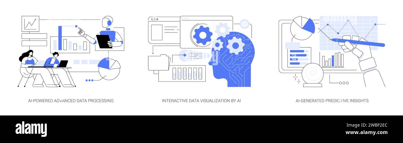 AI-Powered Data Analysis abstract concept vector illustrations Stock ...