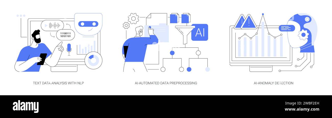 Ai Automation In Data Analysis Abstract Concept Vector Illustrations