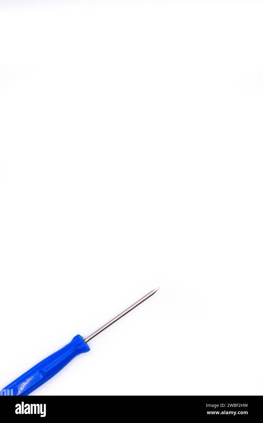 Blue flathead screwdriver on white background Stock Photo - Alamy