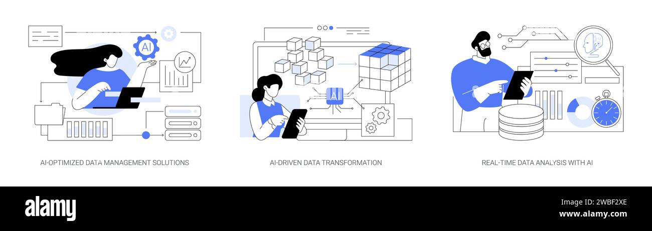Ai Technology In Data Analysis Abstract Concept Vector Illustrations Stock Vector Image And Art