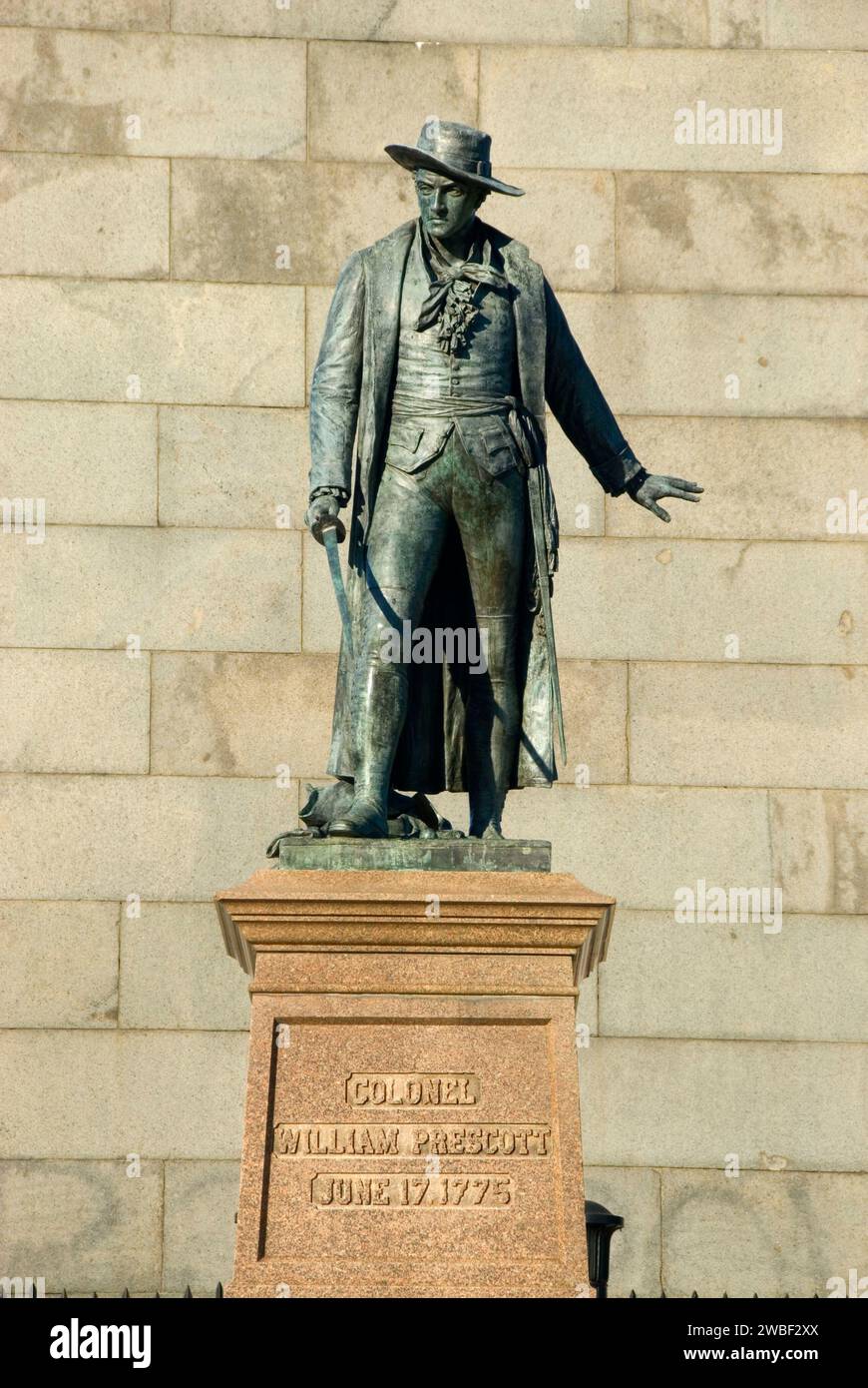 Colonel William Prescott statue at Bunker Hill Monument, Freedom Trail ...