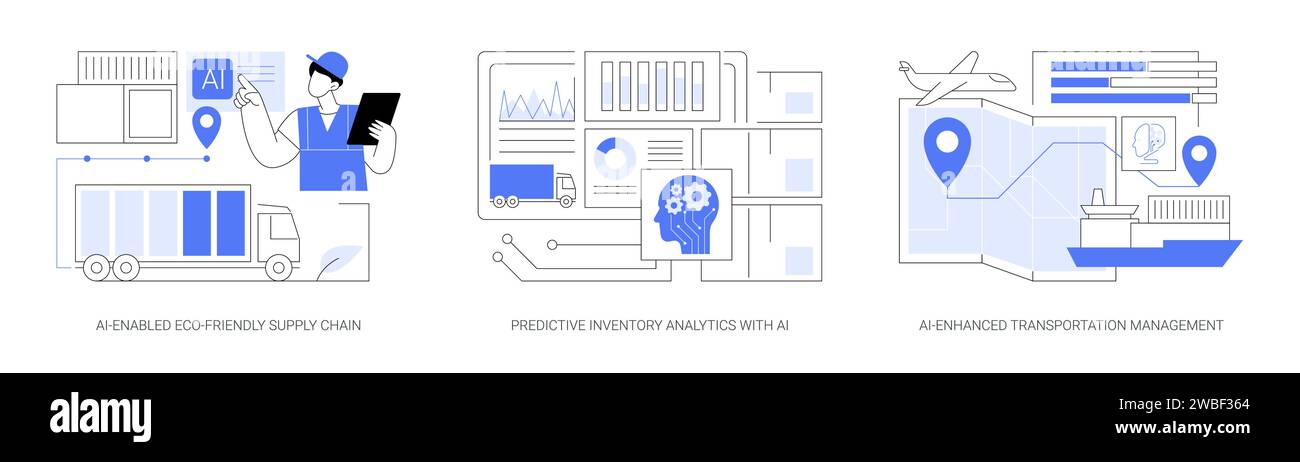AI logistics abstract concept vector illustrations Stock Vector Image ...